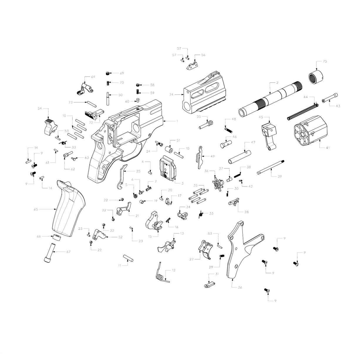 357 Rhino Exploded Diagram – Chiappa Firearms UK